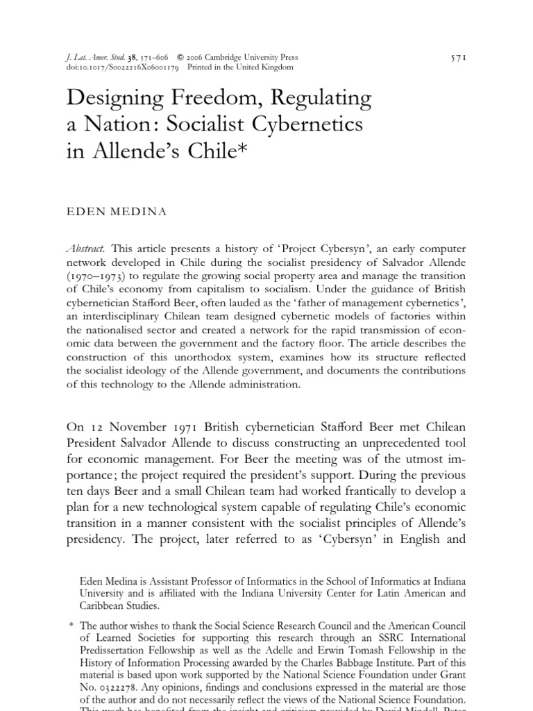 Chile's Cybernetic Revolution | PDF | Cybernetics | Socialism