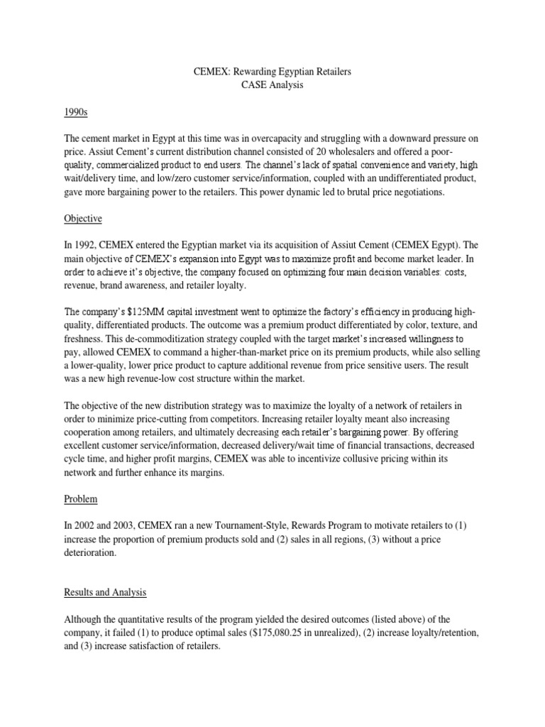 CEMEX CASE Analysis | PDF | Incentive | Retail