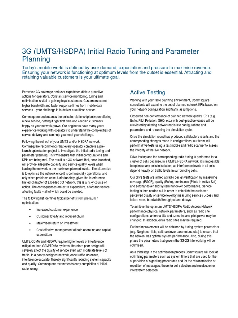 Optimize 3G Network Performance | PDF | 3 G | Quality Of Service