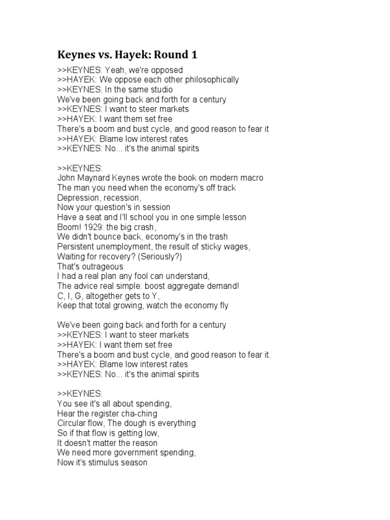 Economics Debate: Keynes vs. Hayek | PDF | Business Cycle | John ...