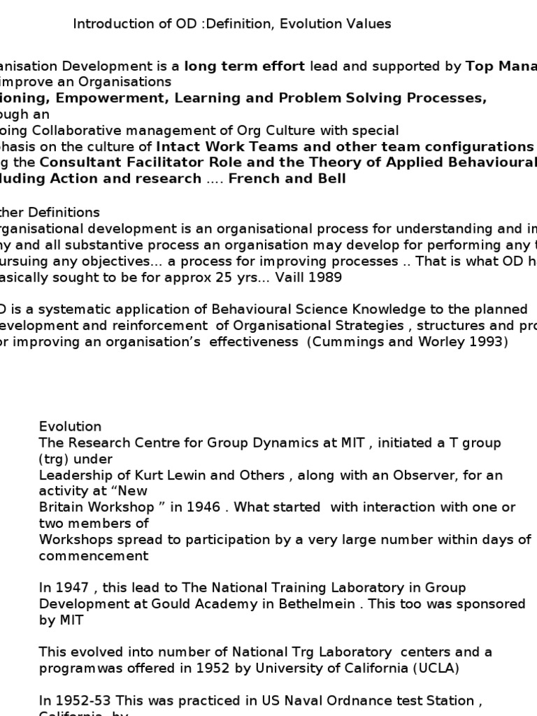 Introduction of OD :definition, Evolution Values | PDF | Organization ...