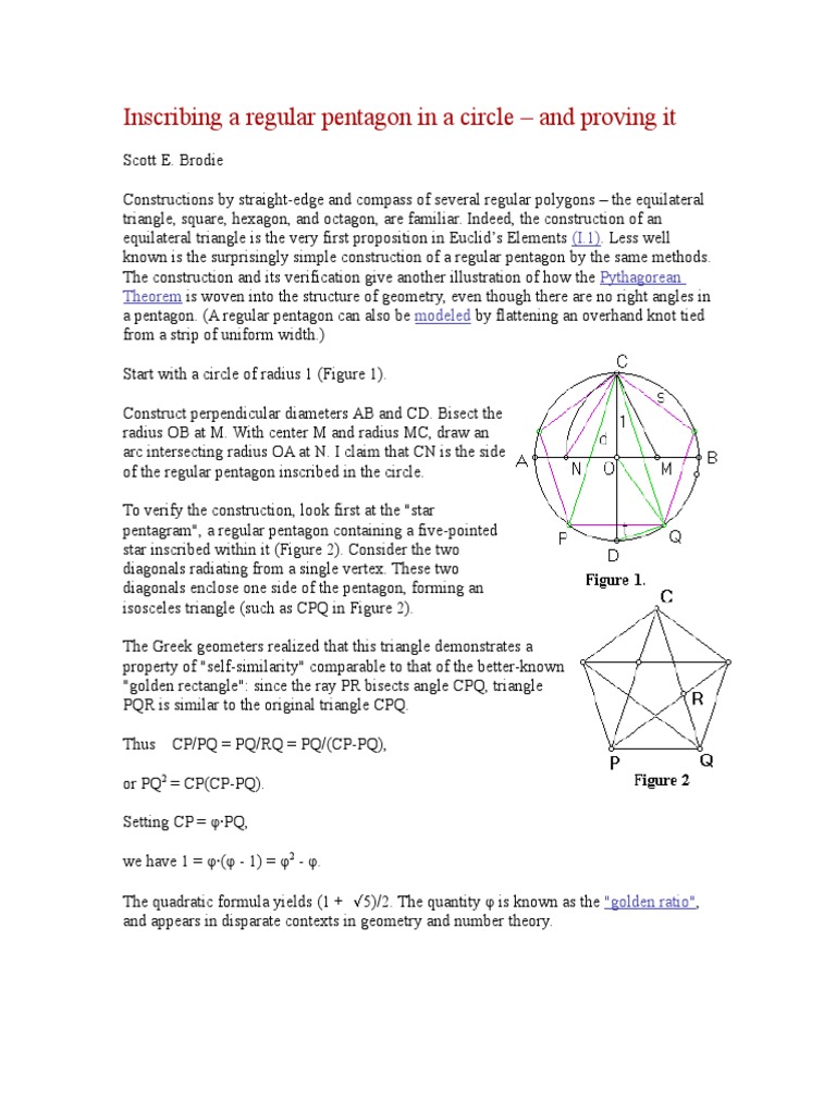 Inscribing A Regular Pentagon in A Circle | PDF | Triangle | Circle