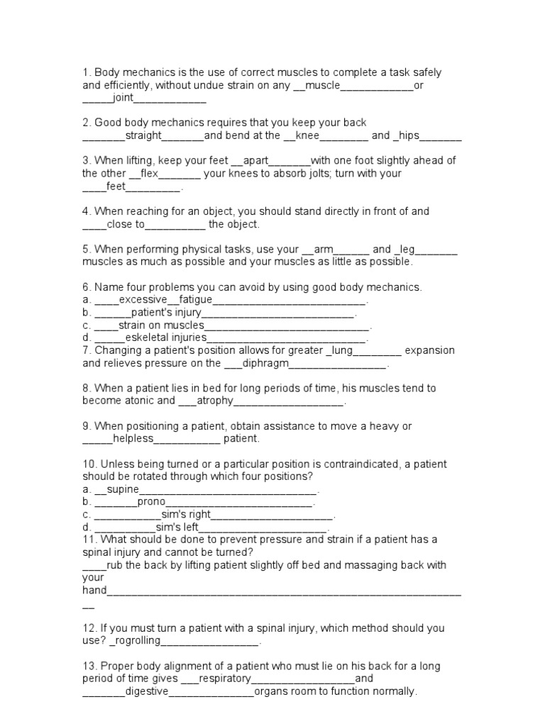 Exercise of Body Mechanics | PDF | Anatomical Terms Of Motion | Knee