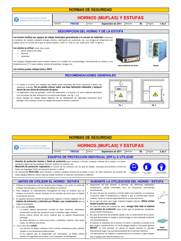 FNS 026 Hornos - Muflas - y Estufas | PDF | Horno | Esterilización (Microbiología)