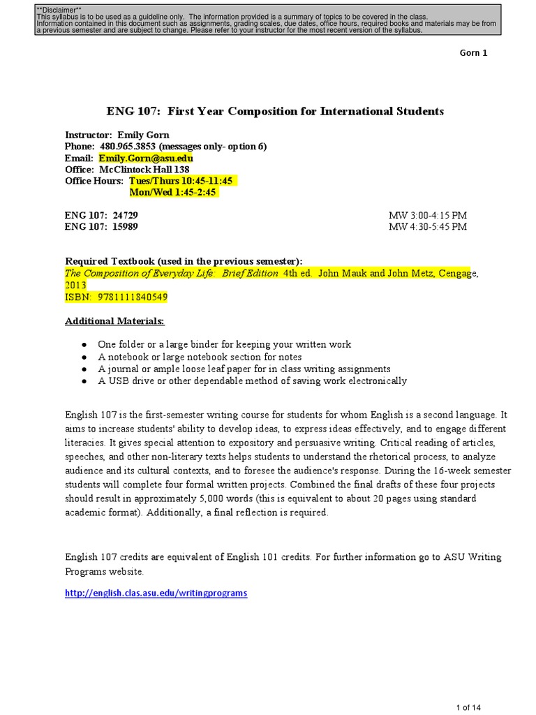 Eng 107 | PDF | Essays | Homework