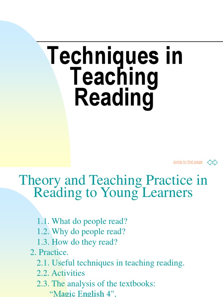 Techniques in Teaching Reading | PDF | Foreign Language | Reading (Process)