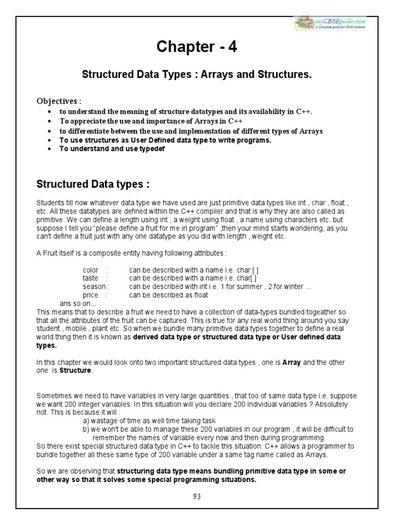 12 Computer Science Notes Ch4d Arrays And Structures Pdf Pdf Array Data Structure Array 3709