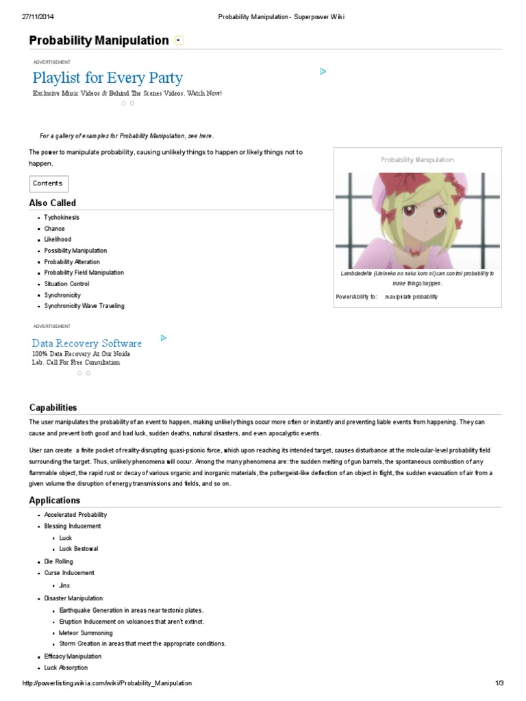 Probability Manipulation - Superpower Wiki | PDF | Causality | Luck