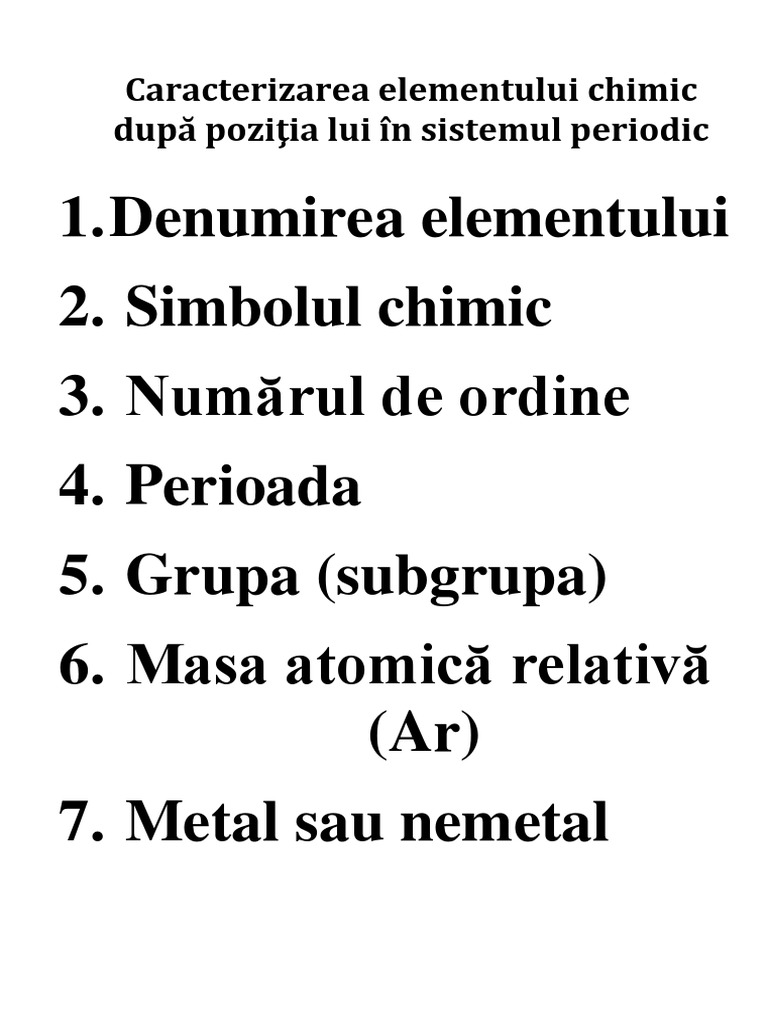 Elementul Chimic in Sistemul Periodic | PDF