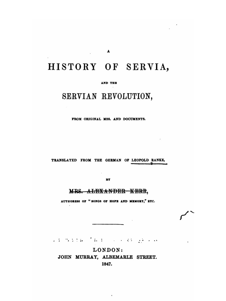 A History of Serbia and The Serbian Revolution From Original MSS. and ...