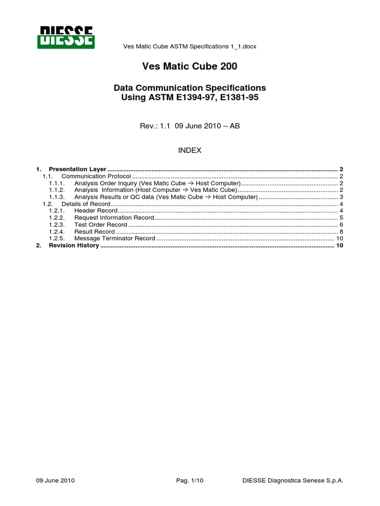 Ves Matic Cube ASTM Specifications 1 - 1 | PDF | Communications ...