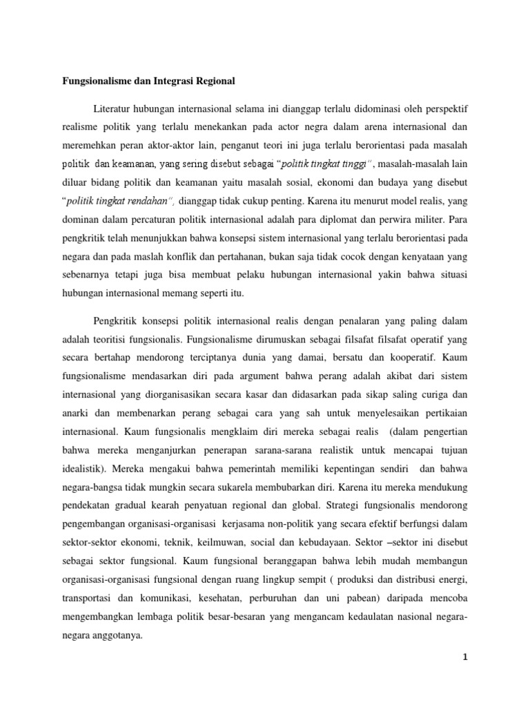 Fungsionalisme dan Integrasi Eropa | PDF | Politik | Ilmu Sosial