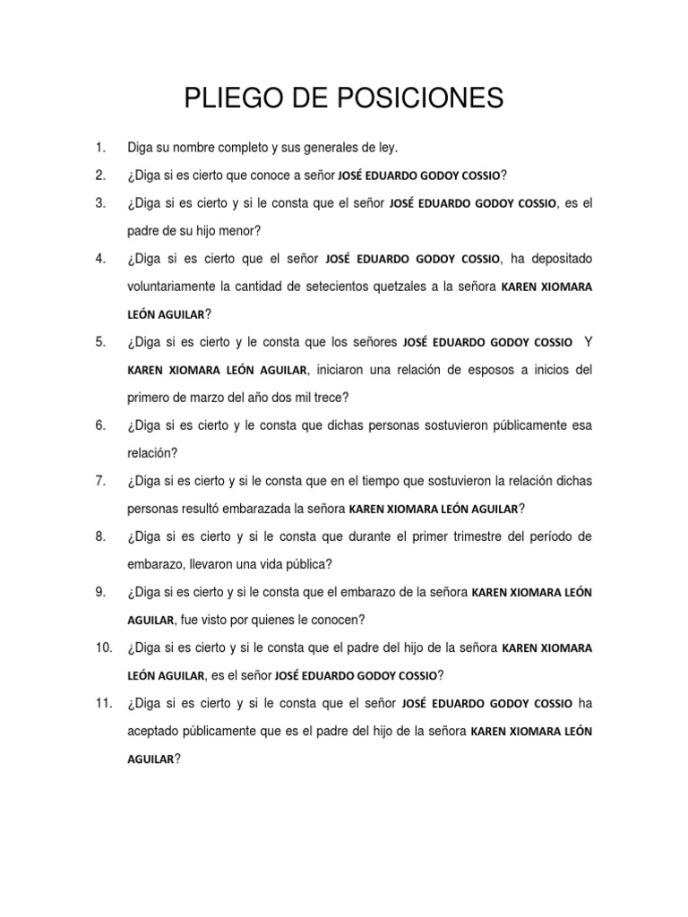 Pliego De Posiciones