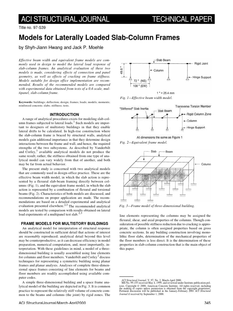 ACI 97 S39 Slab Column Frame Laterally Loaded 2000 | PDF | Beam ...