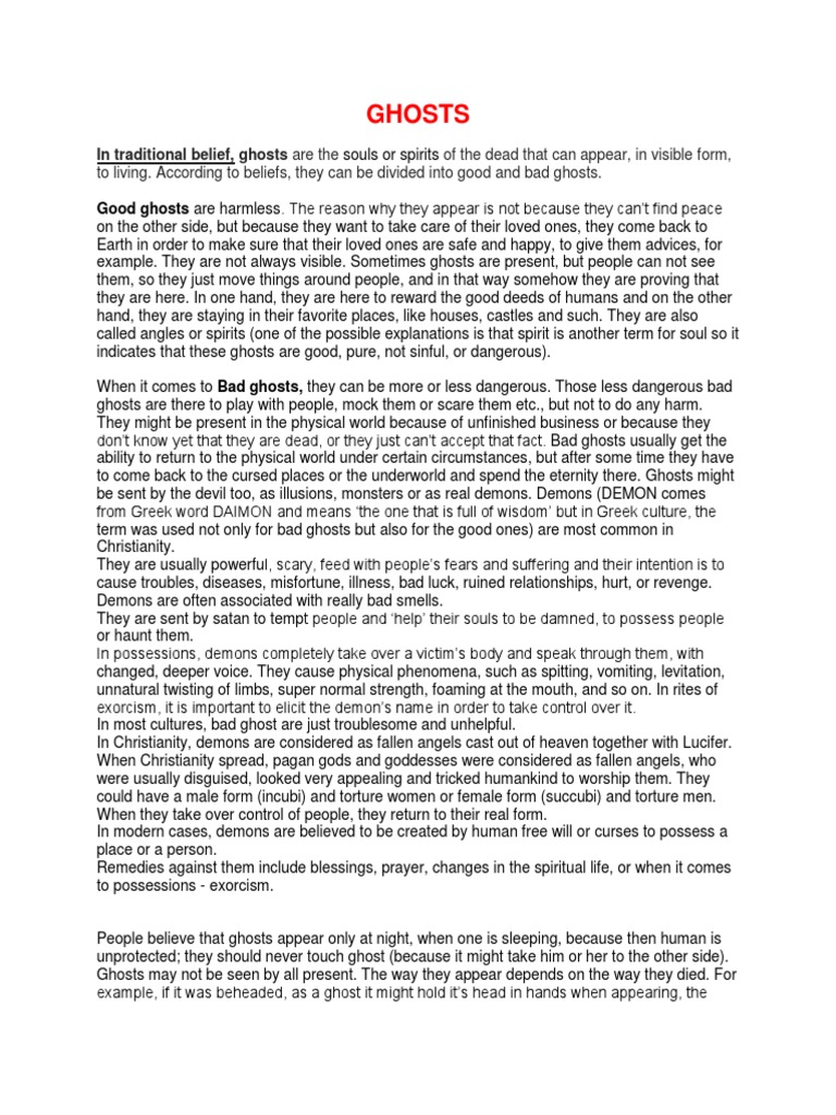 Ghosts and Everything About Them | PDF | Ghosts | Demons