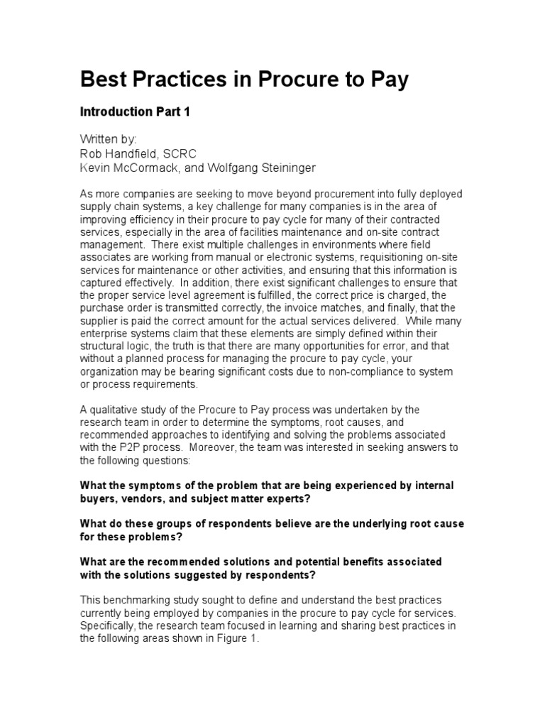 Best Practices in Procure To Pay Article | PDF
