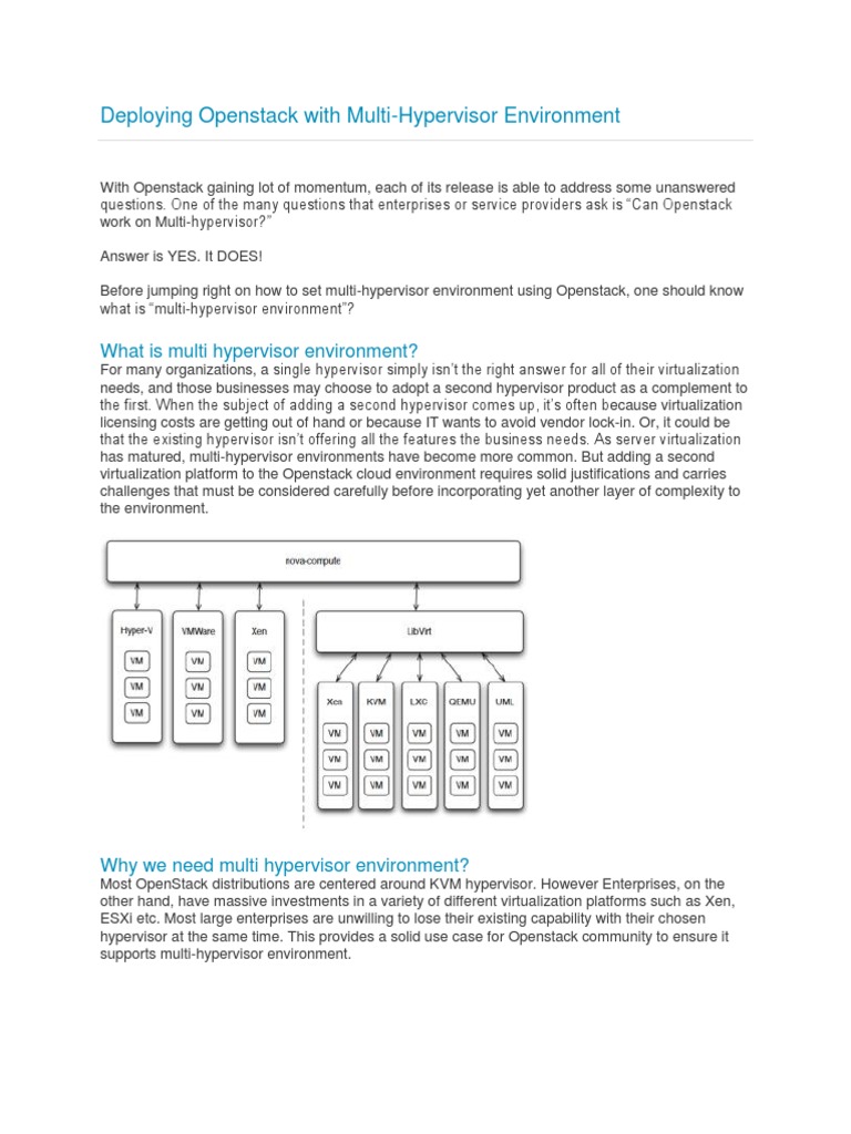 Deploying Openstack With Multiple Hypervisors | PDF | Open Stack | Virtual Machine