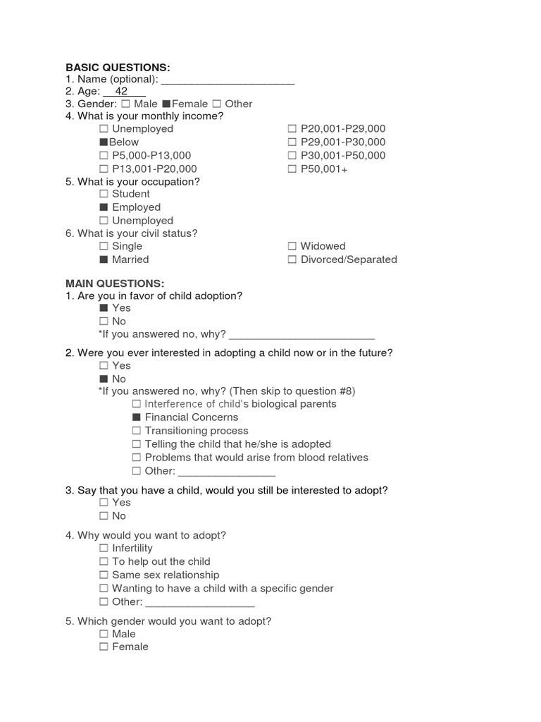 Adoption Survey Response Form | PDF