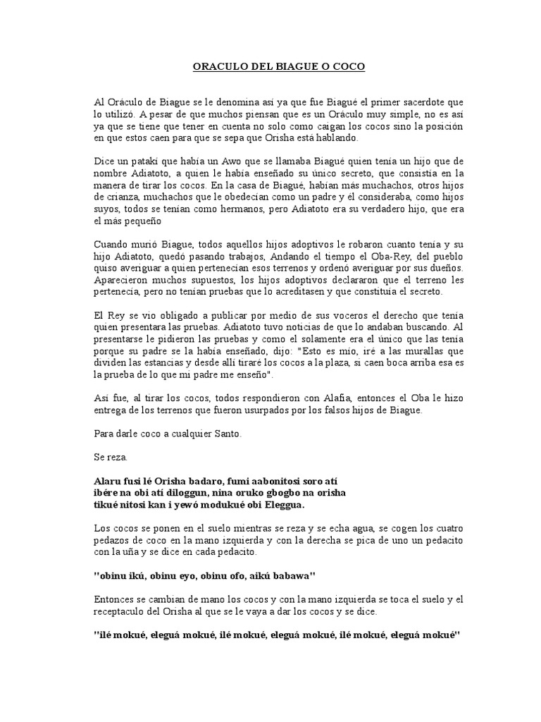 Oraculo Del Coco | PDF | Santeria | Religión y creencia