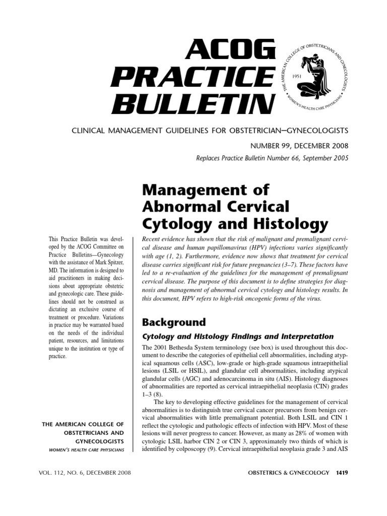 ACOG Practice Bulletin No 99 Management Of.39 | PDF | Cervical Cancer ...