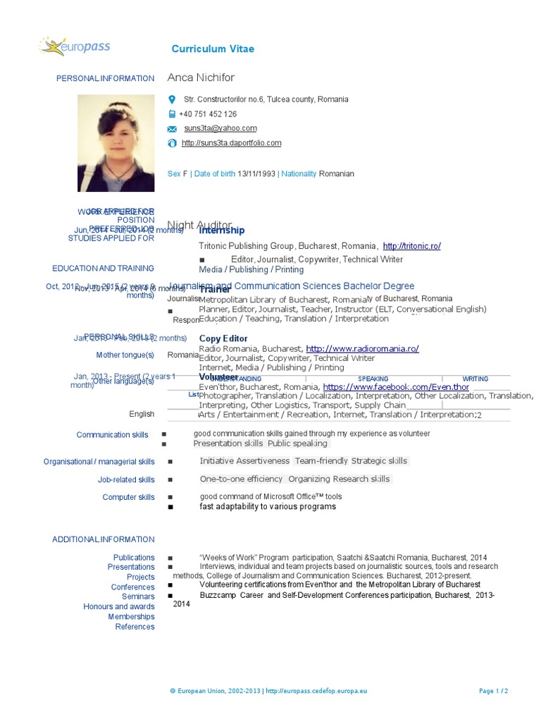 CV Template | PDF | Journalism | Human Communication