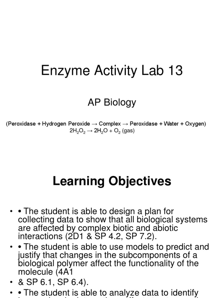 Enzyme Activity Lab 13 | PDF | Buffer Solution | Peroxide