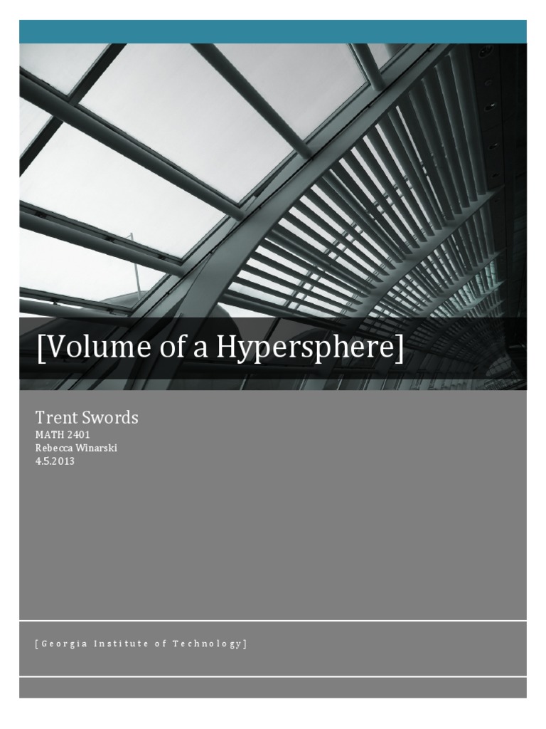 Volume of A Sphere in Higher Dimensions REVISED | PDF | Sphere | Volume