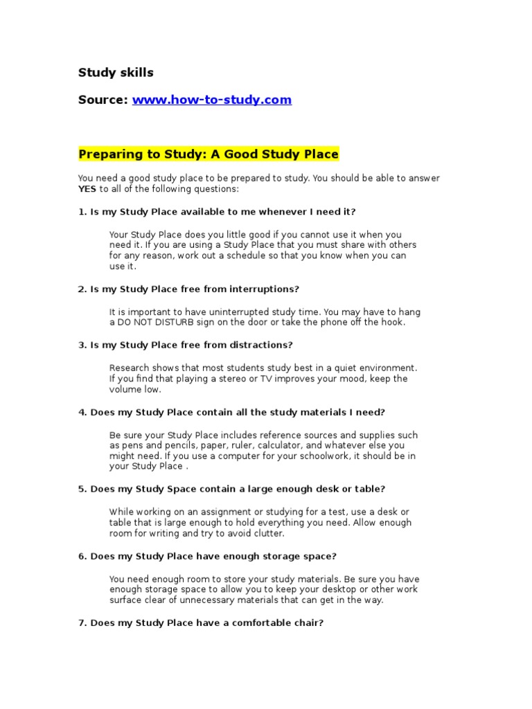 Study Skills Pdf Learning Styles Reading Process