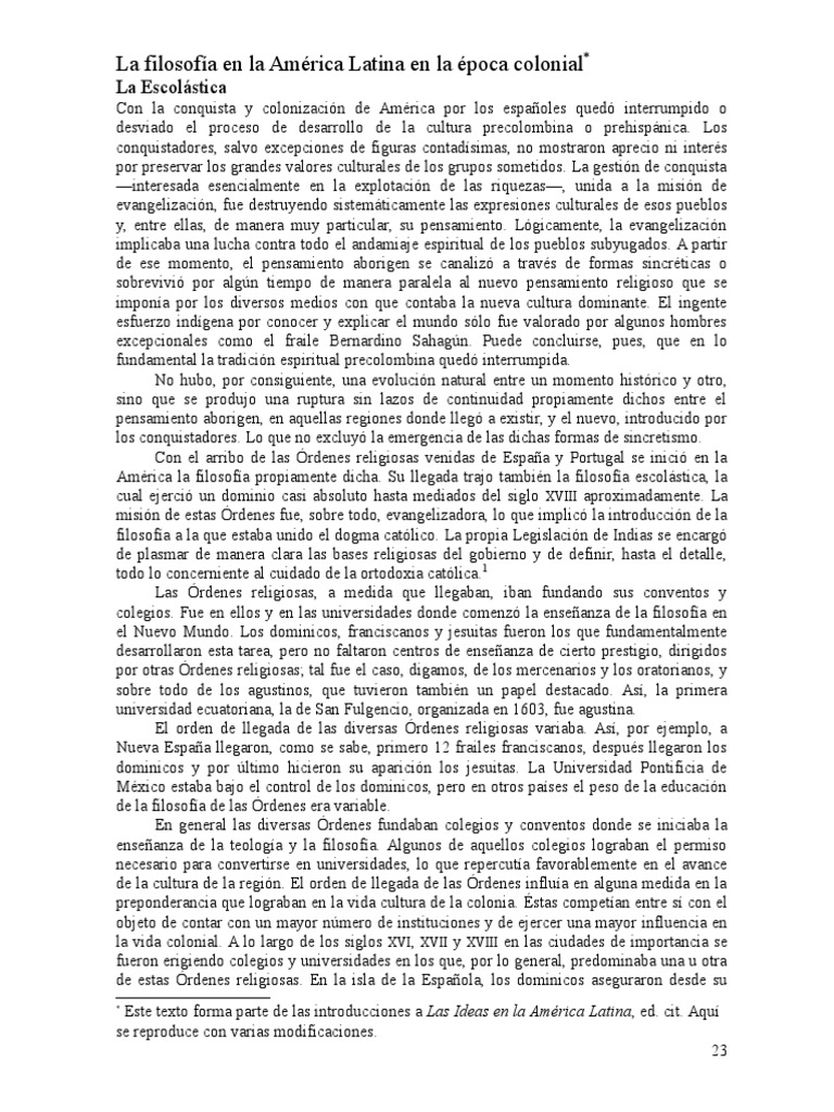 03 La Filosofia en La America Latina en La Epoca Colonial | PDF ...