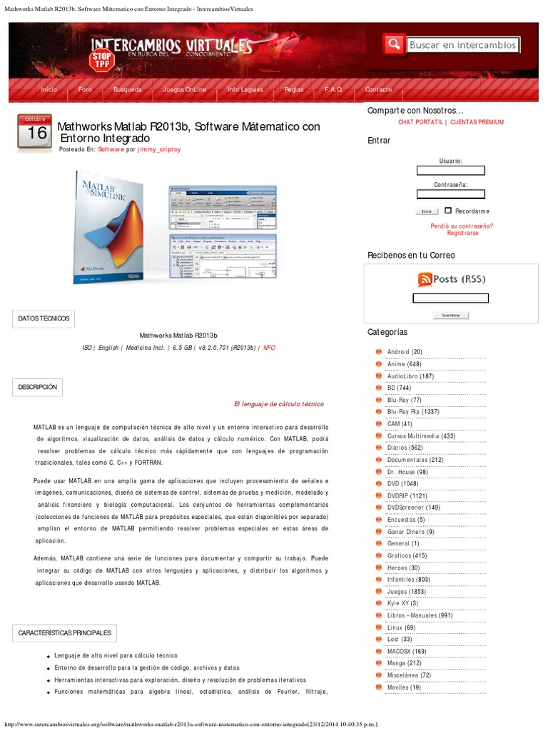 Mathworks Matlab R2013b, Software Mátematico Con Entorno Integrado - Intercambi | PDF | Matlab ...