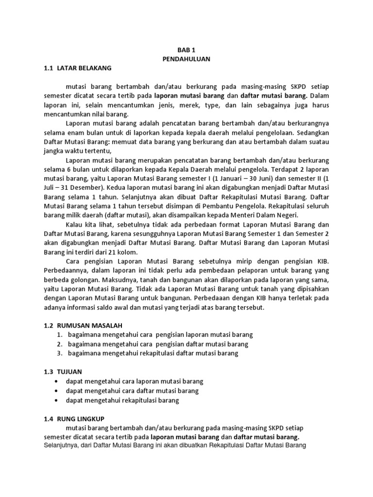 Pengertian Laporan Mutasi Barang | PDF