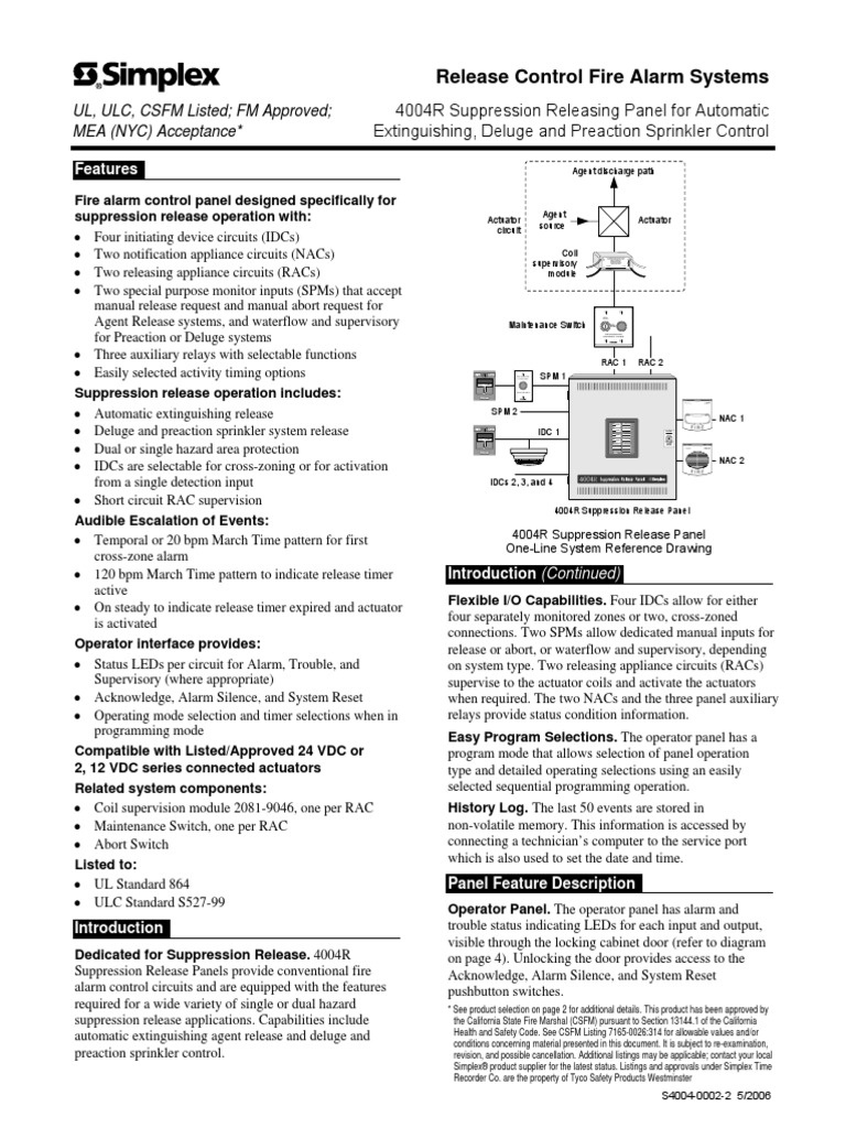 Simplex 4004R | Fire Sprinkler System | Relay