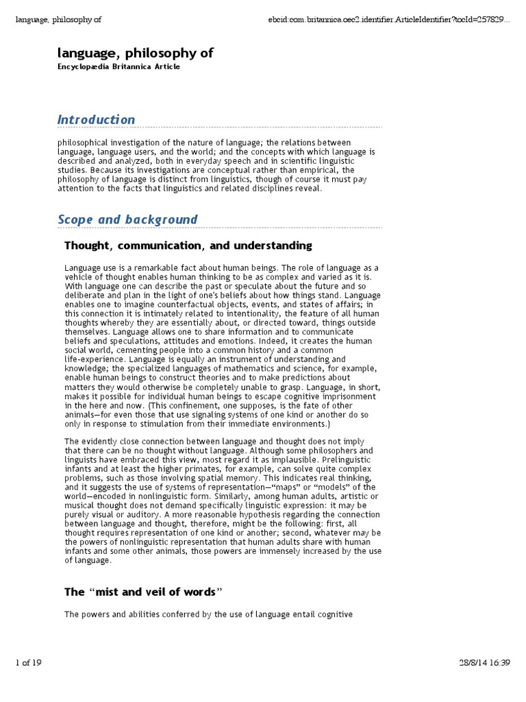 Language, Philosophy of PDF | PDF | Logic | Gottlob Frege