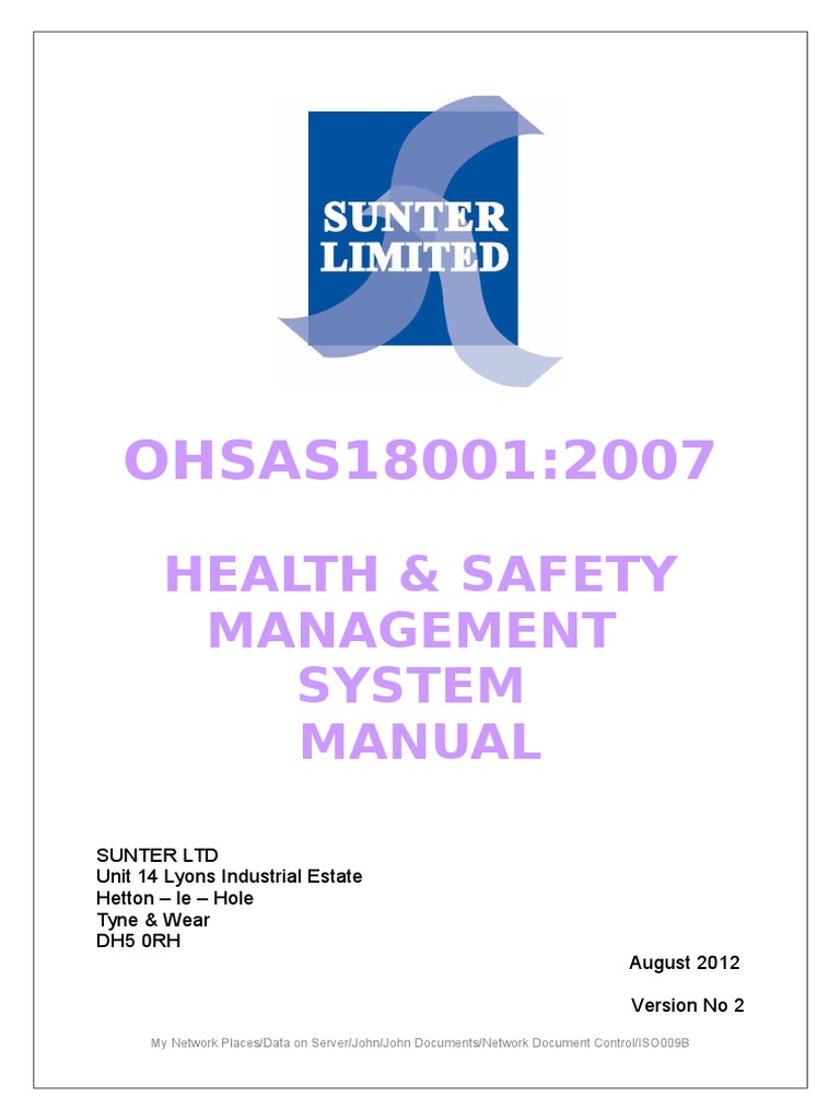 OHSAS180012007 Health Safety Management System Manual | PDF | Occupational Safety And Health | Audit