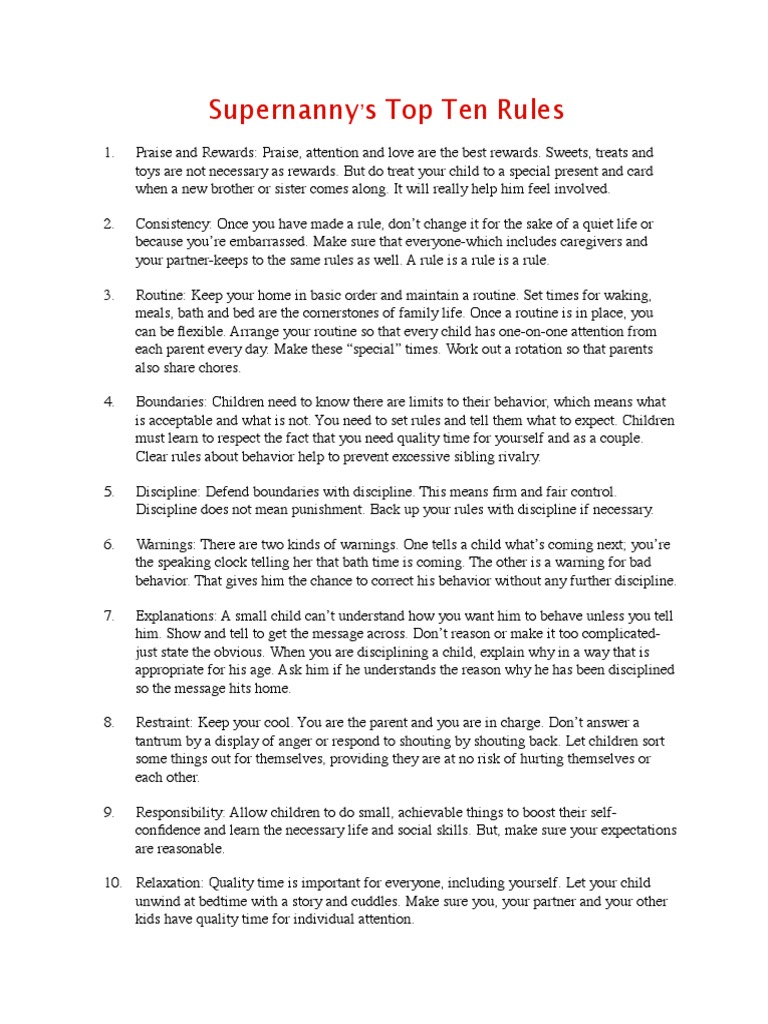 Supernanny Techniques | PDF | Psychology | Behavioural Sciences