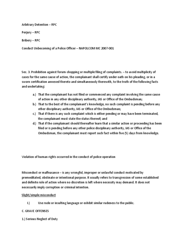 Arbitrary Detention - NOTES | PDF | Perjury | Crime & Violence