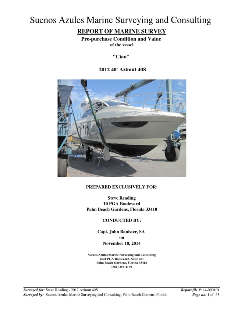 2012 40' Azimut 40S - Sample Survey Report | PDF | Air Conditioning ...
