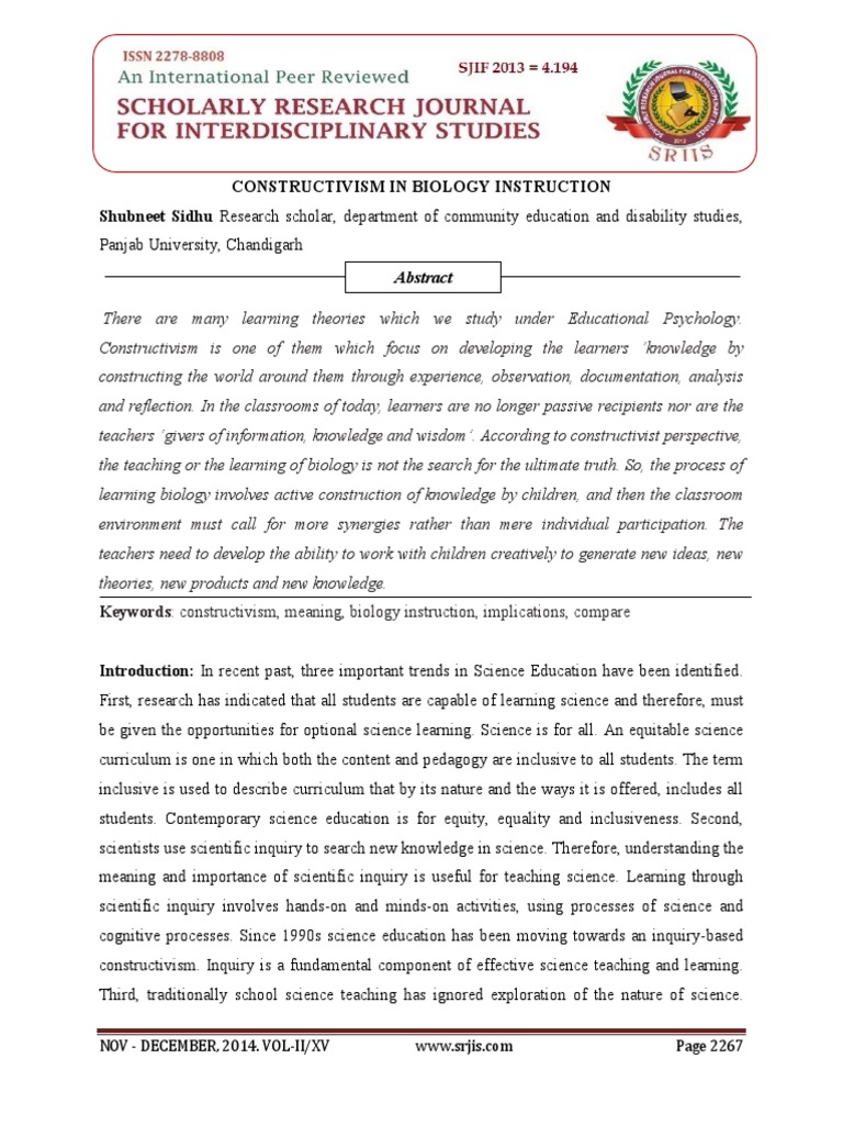 Constructivism in Biology Instruction | PDF | Learning Theory ...