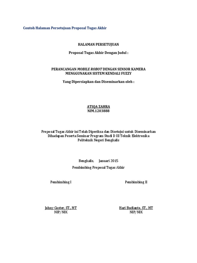 Contoh Halaman Persetujuan Proposal Tugas Akhir | PDF