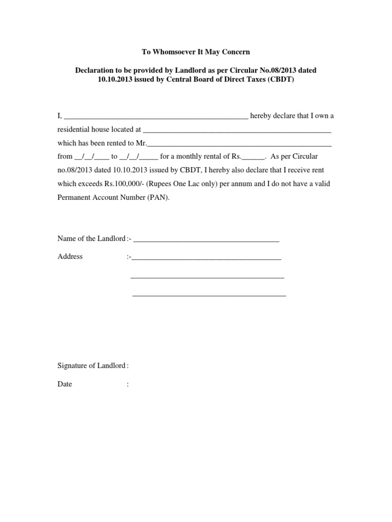 Landlord Rental Declaration Form | PDF | Business