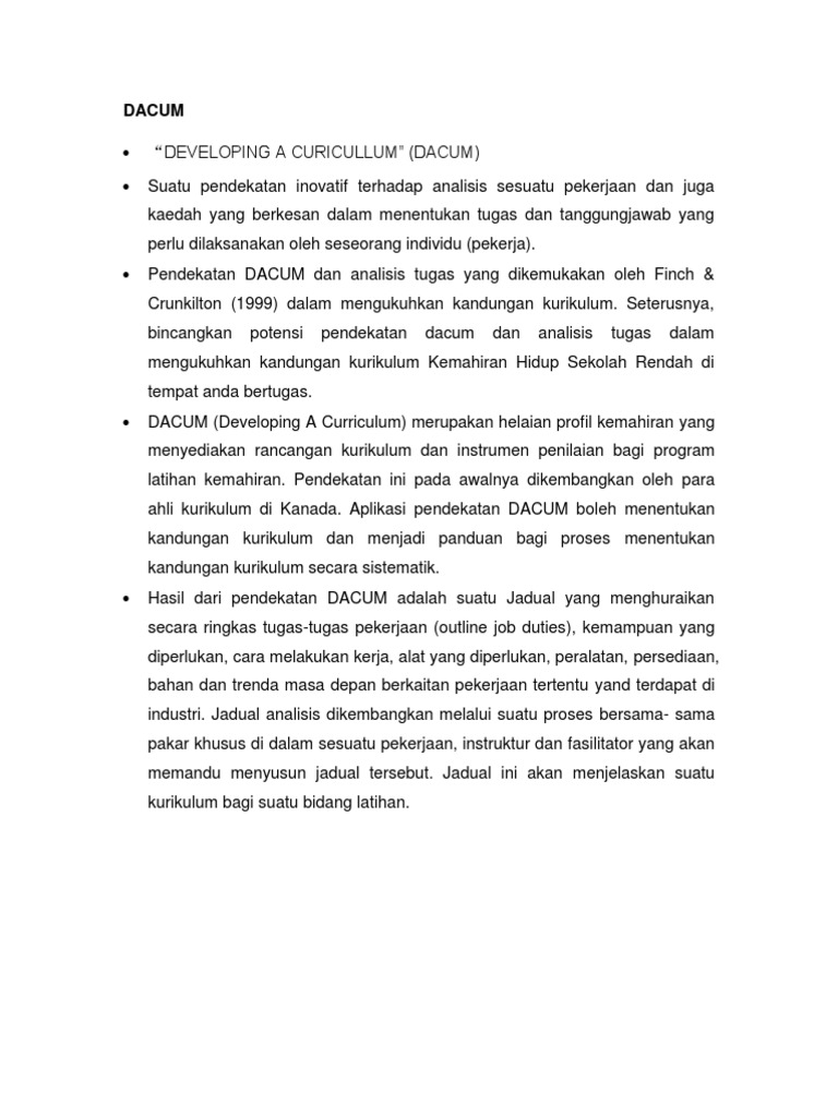 DACUM | PDF | Karier & Perkembangan | Seni