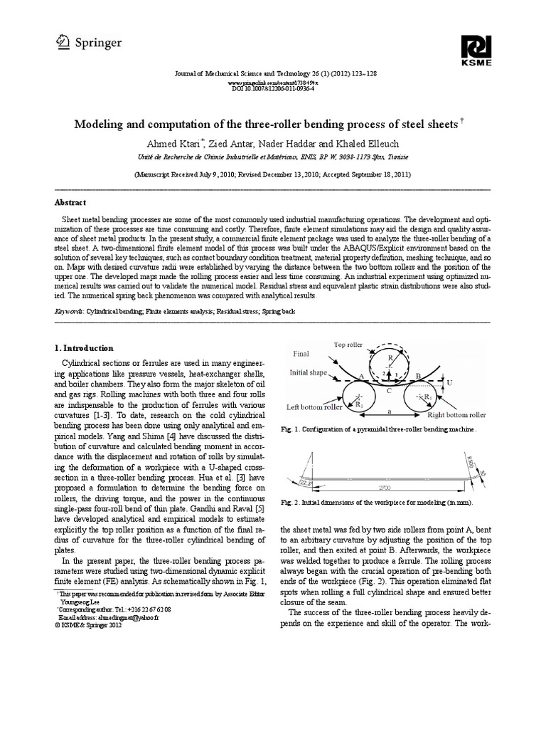 Roll Bending Springback Effect | PDF | Rolling (Metalworking) | Young's ...