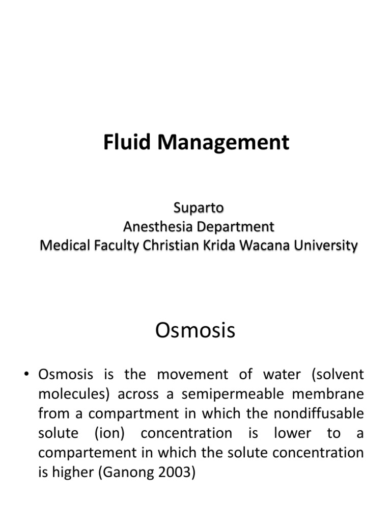 Fluid Management in Anesthesia Care | PDF | Osmosis | Tissue (Biology)