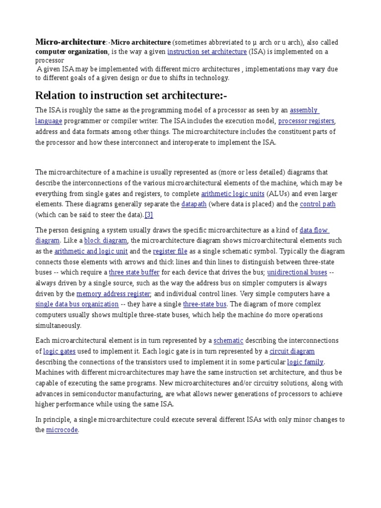 Micro Architecture | PDF | Instruction Set | Central Processing Unit