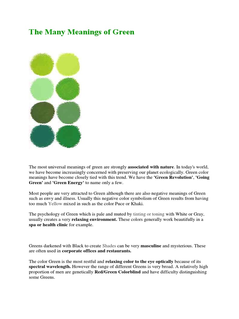 The Many Meanings and Uses of the Color Green: A Comprehensive ...