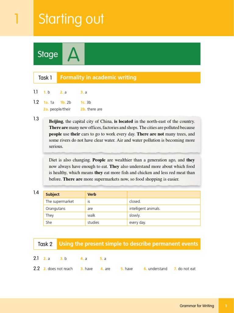 English For Academic Study: Grammar (Answer Key) | PDF | Verb | Adjective