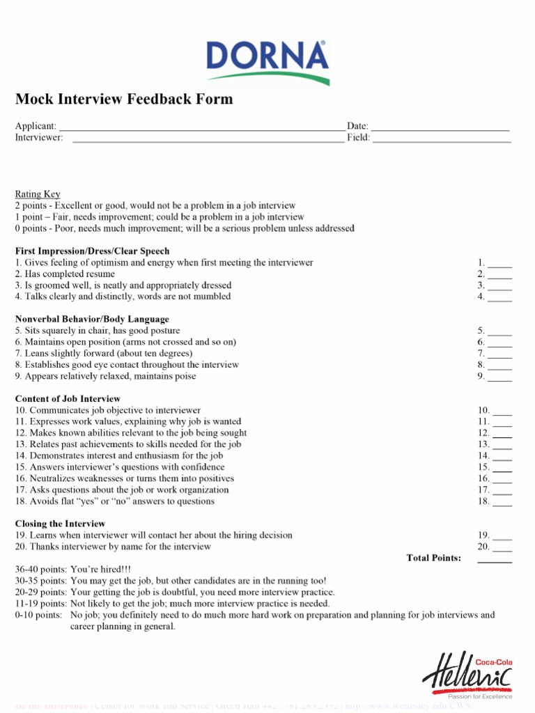 Mock Interview Feedback Form | PDF