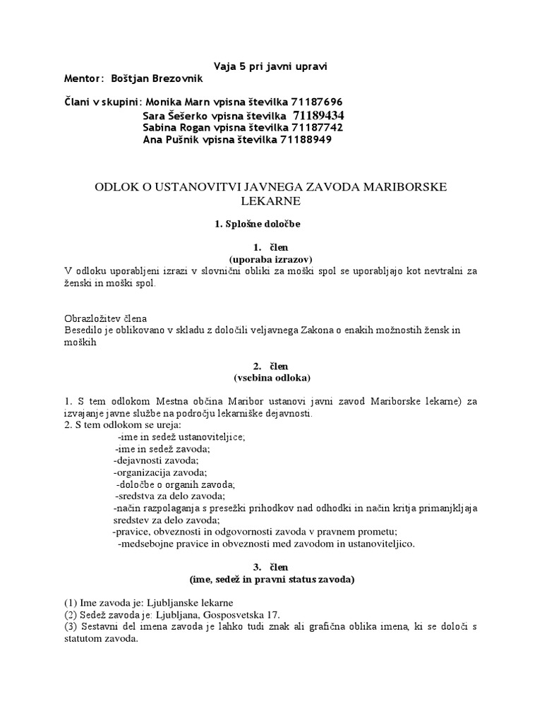 Javna Uprava 5 Vaja | PDF