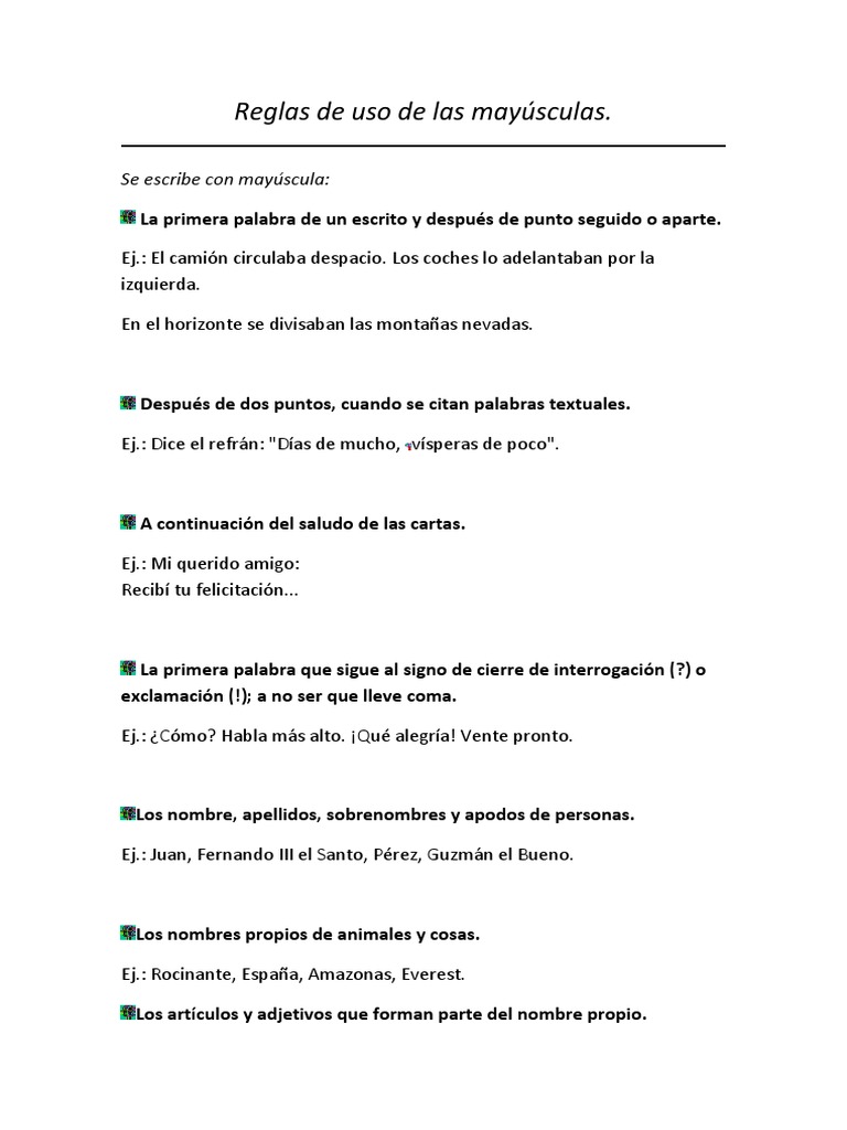 Uso Correcto de Mayúsculas | PDF | Artes del Lenguaje y Comunicación ...