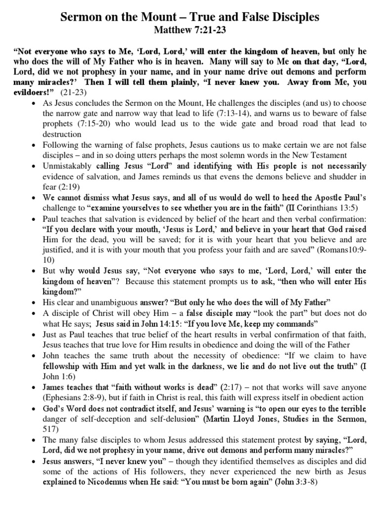 Bible Bullet - Sermon on the Mount, True and False Disciples | Born ...